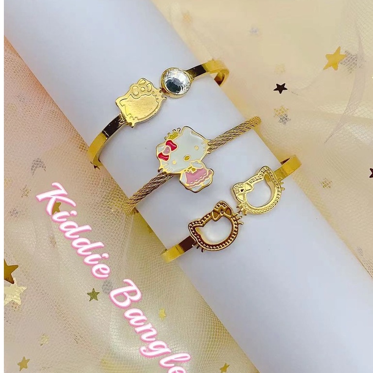 [Maii] Hello Kitty Kids Cartoon Bangle for Children Stainless Steel ...