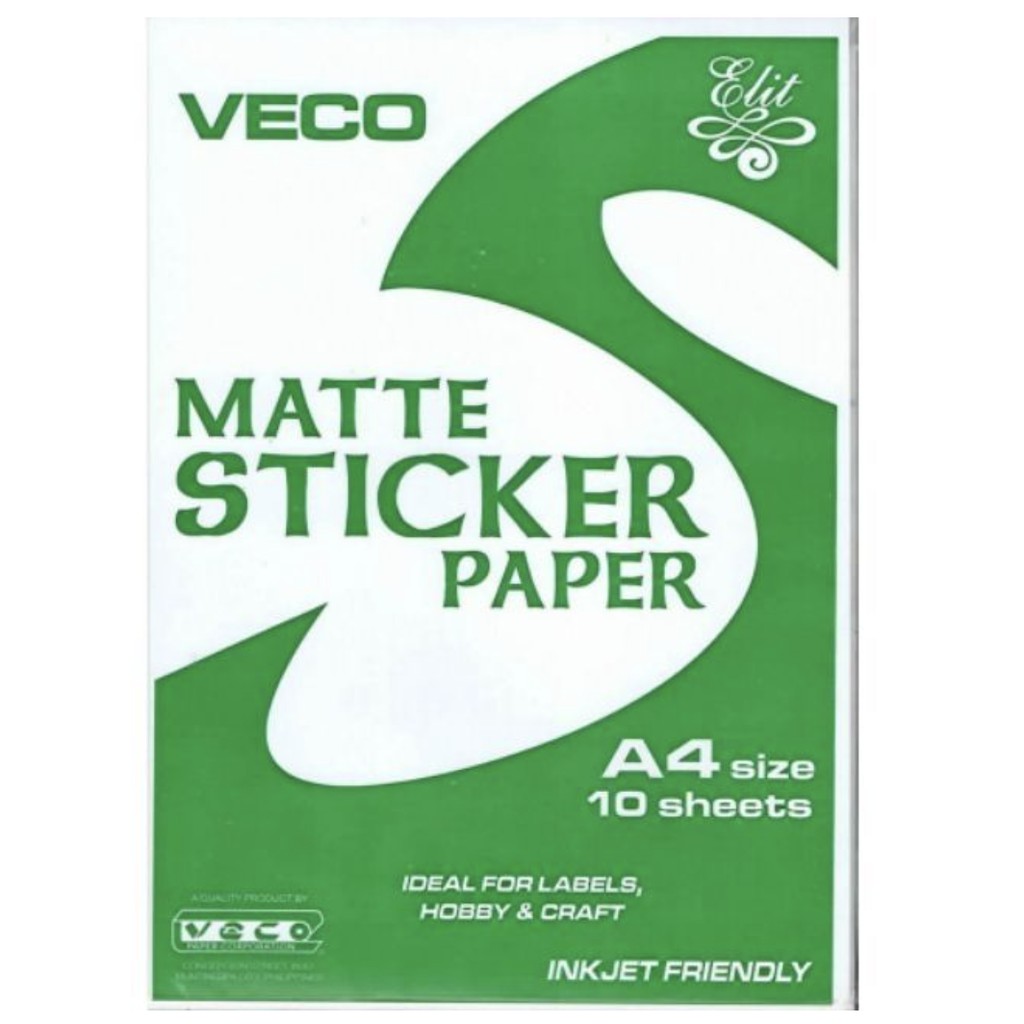 Sticker Paper Veco Elit A4 glossy, matte, 10 sheets Per Pack 100% ...