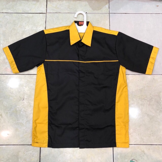 Black Combination Yellow Work Uniforms - Office Uniforms - cafe ...