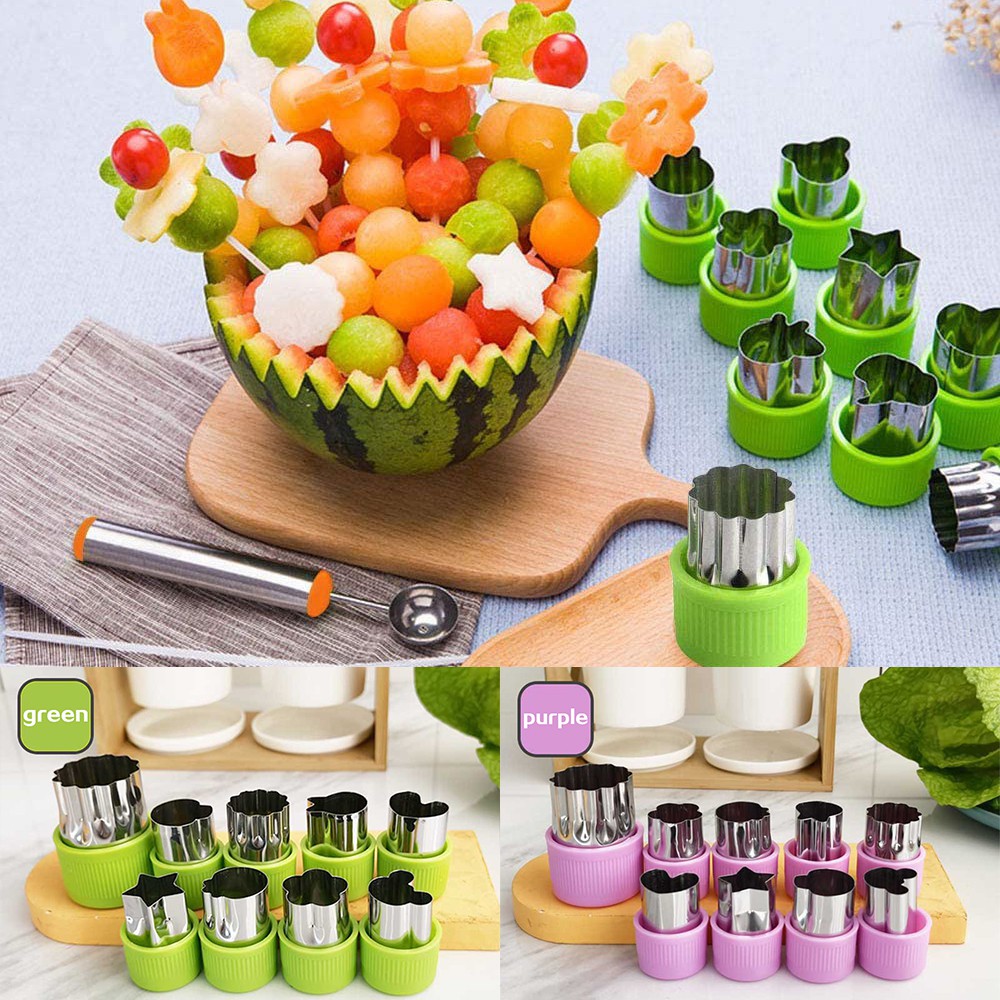 9pcs Fruit Vegetable Cookie Sandwich Cutter Shaper Molder (BLW, Food ...