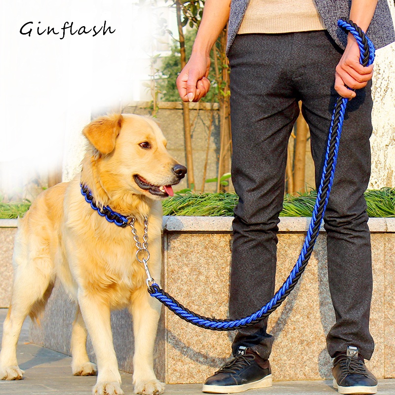 Ginflash Red Black Collar Stereotyped Rope Large Dog Leashes Pet ...