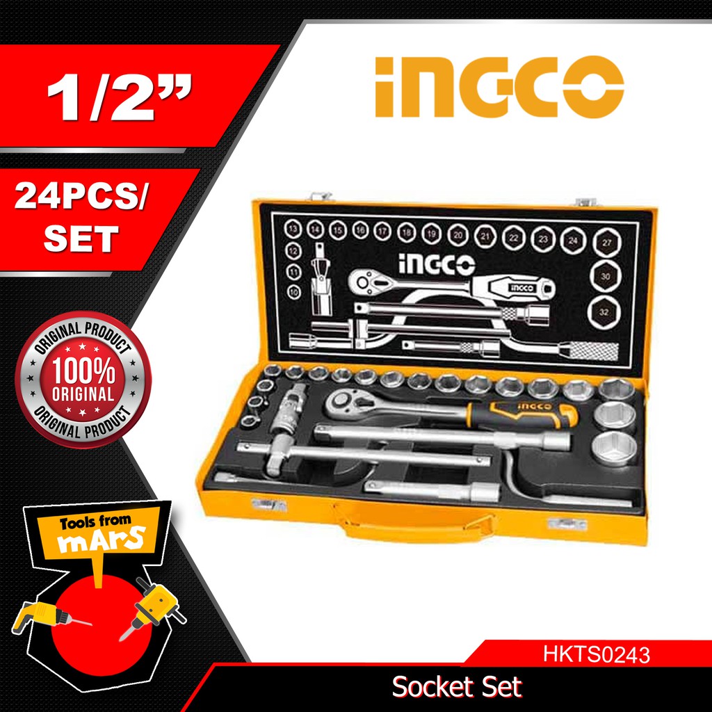 INGCO 4PCS Socket Set 1/2" Inch Auto Repair Drive Tool Kit Ratchet ...