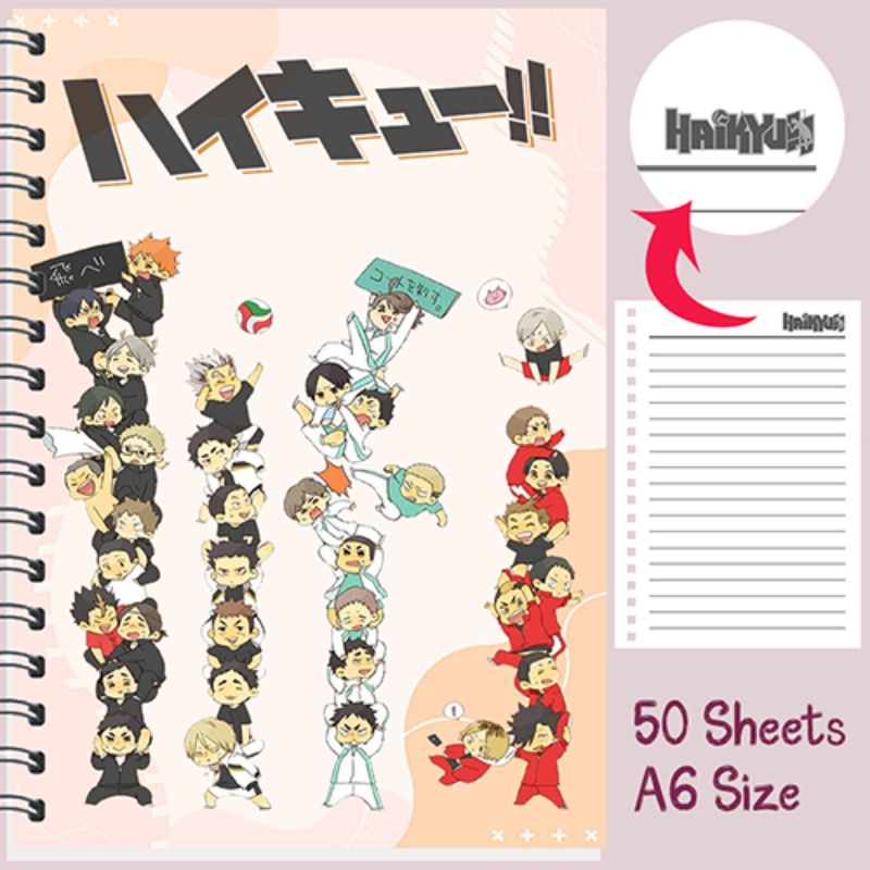 (Small Size) 49 Designs Matte A6 Size Haikyuu!! Anime Notebook Haikyuu ...