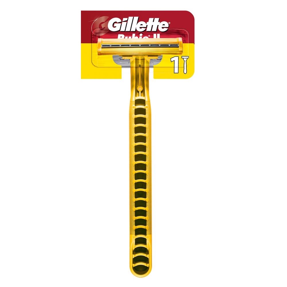 Gillette Rubie II Fixed Head 2 Bladed Men's Disposable Razor Yellow ...