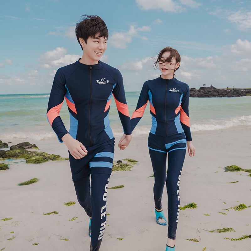 2022 couple Rush guard set Diving Suit Women Swimwear Men Rash Guard ...