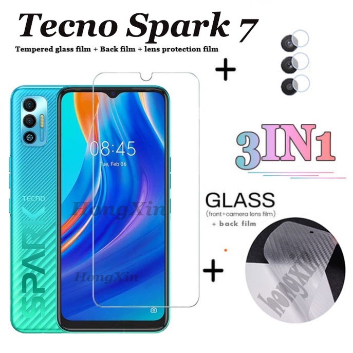 3in1 For Tecno Spark 7/7T Tempered Glass Tecno Spark Go 1 Spark 7P/7 pro Spark G0 2021 Pova 2 HD ...