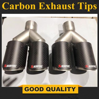 1 Piece Car Akrapovic Dual Exhaust Pipe Straight Edge Carbon Fiber ...