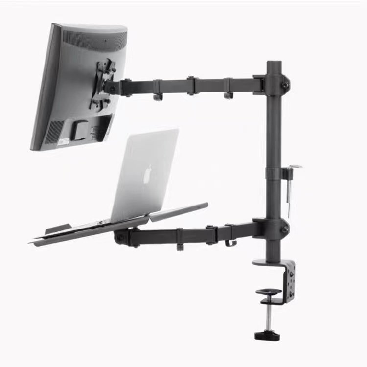 Adjustable height up to 400 mm Dual Monitor Mount Bracket with Laptop ...
