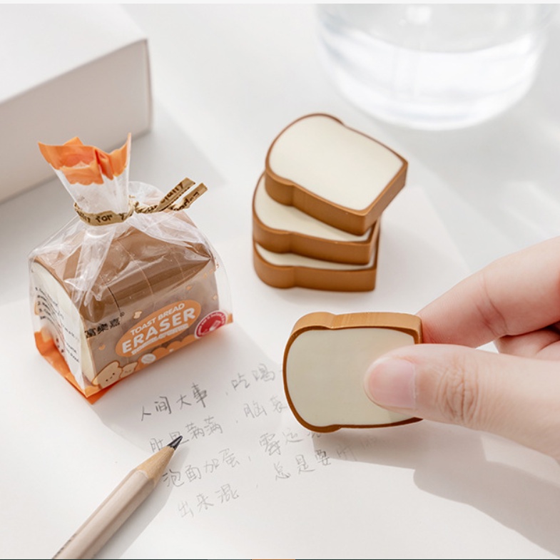 4 Pieces Each Pack Toast-Shaped Student Eraser,Rubber | Shopee Philippines