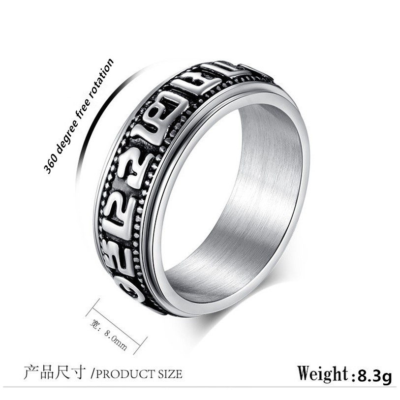 Vintage Tibetan Steel Om Mani Padme Hum Men Rotating Fashion Men's ...