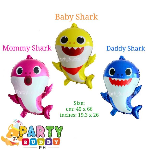 Baby Mommy Daddy Shark BIG Foil Balloon | Shopee Philippines