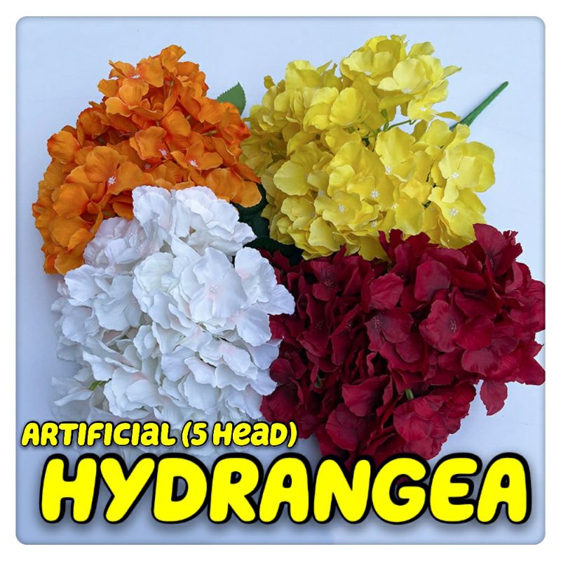 5 Head Bunga Hydrangea Artificial Hydrangea Bouquet Flower With Stem ...