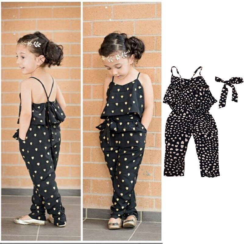 Essentials Summer Girls Overall Clothes Polka Dot Strap Sleeveless 2 ...