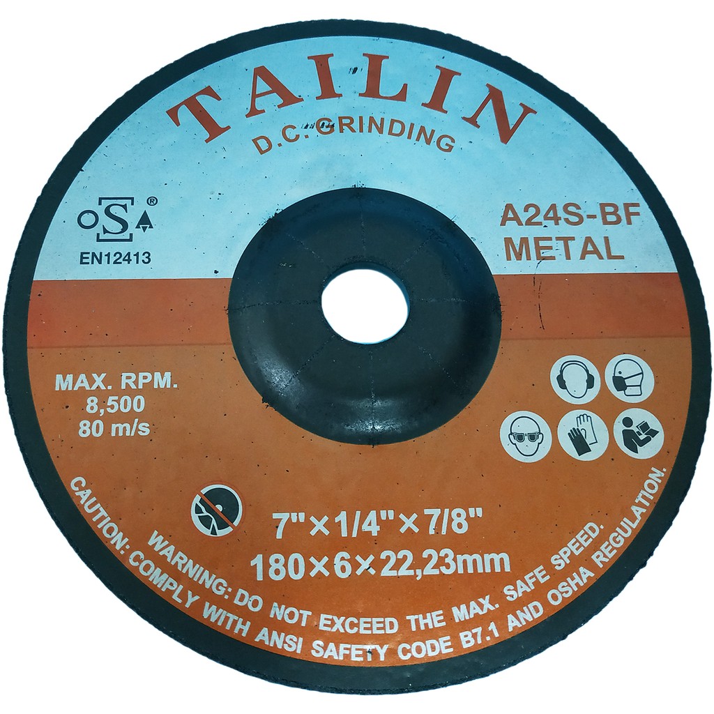 ORIGINAL TAILIN GRINDING DISC 7" (180MM X 6MM X 22.23MM ) FOR METAL