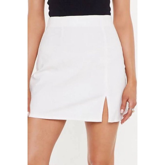 sexy & good quality White mini slit skirt with slit | Shopee Philippines