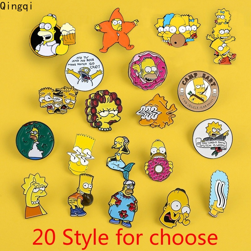 The Simpsons Enamel Pins Funny Bart Simpson Lisa Homer Cartoon Brooches ...