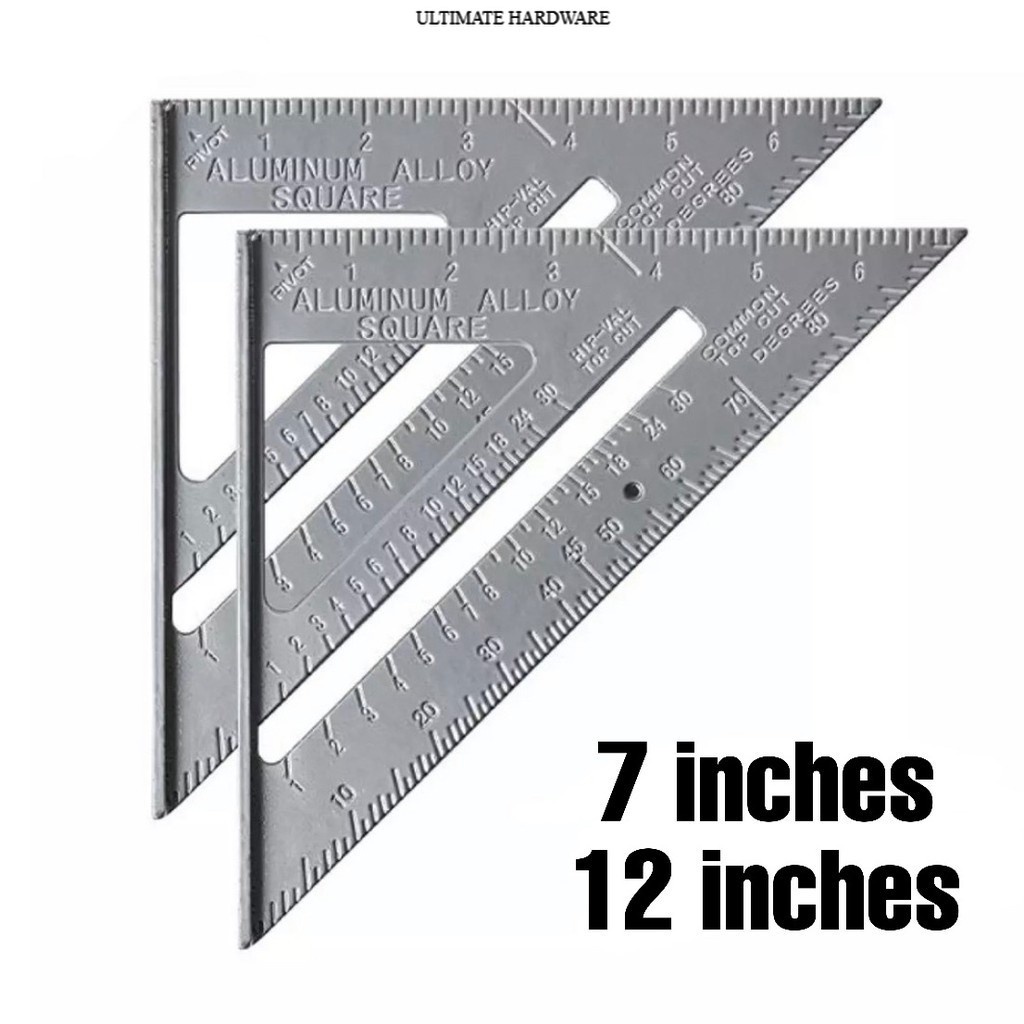 7/12inch Aluminum Alloy Triangle Ruler Angle Protractor Woodworking ...