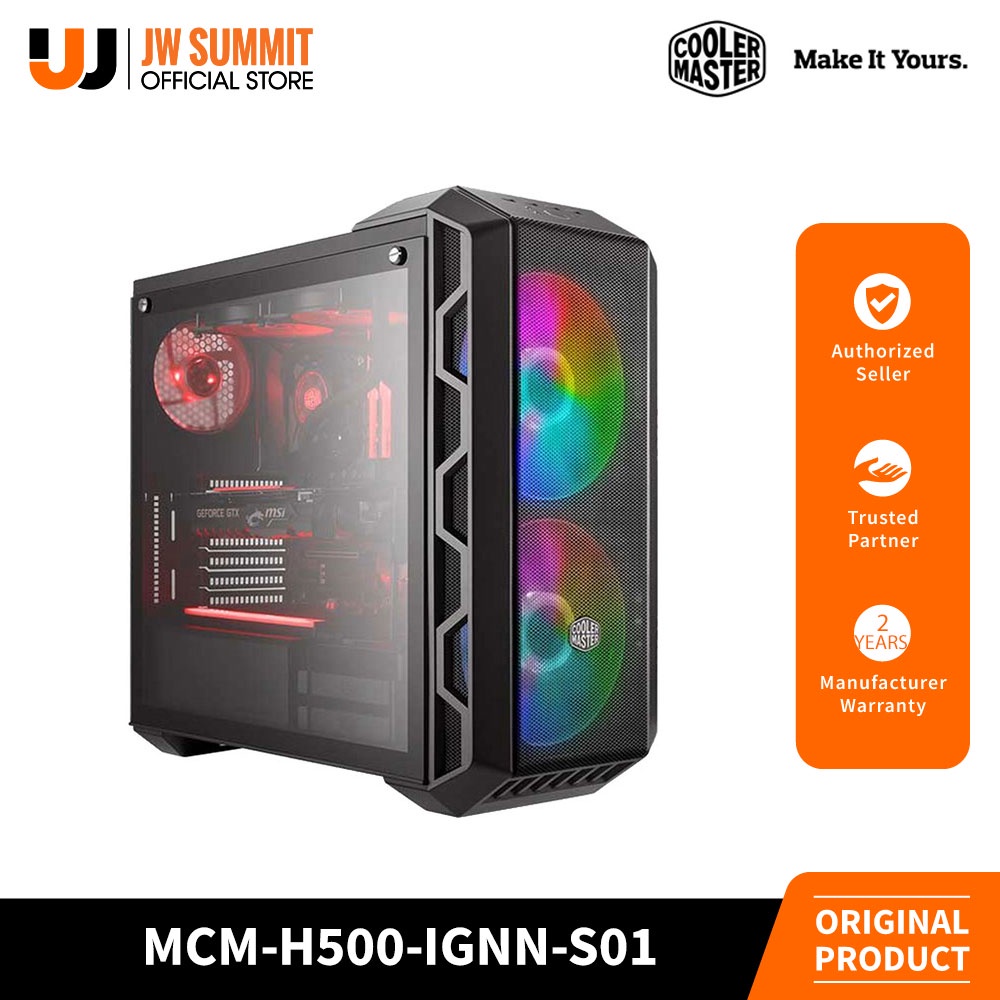 Cooler Master MasterCase H500 ARGB Mid Tower Gaming Desktop Case (MCM ...
