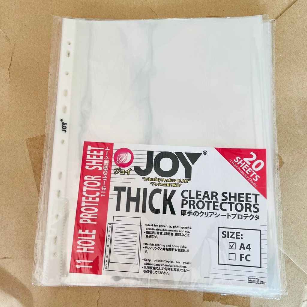 CLEAR SHEET PROTECTORS / JOY THICK 11 HOLE PROTECTOR SHEETS LONG/A4 20 ...