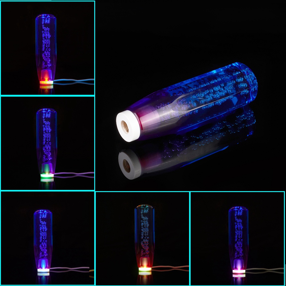 RGB LED Light Gear Shift Knob Acrylic Crystal Transparent Gear Stick ...