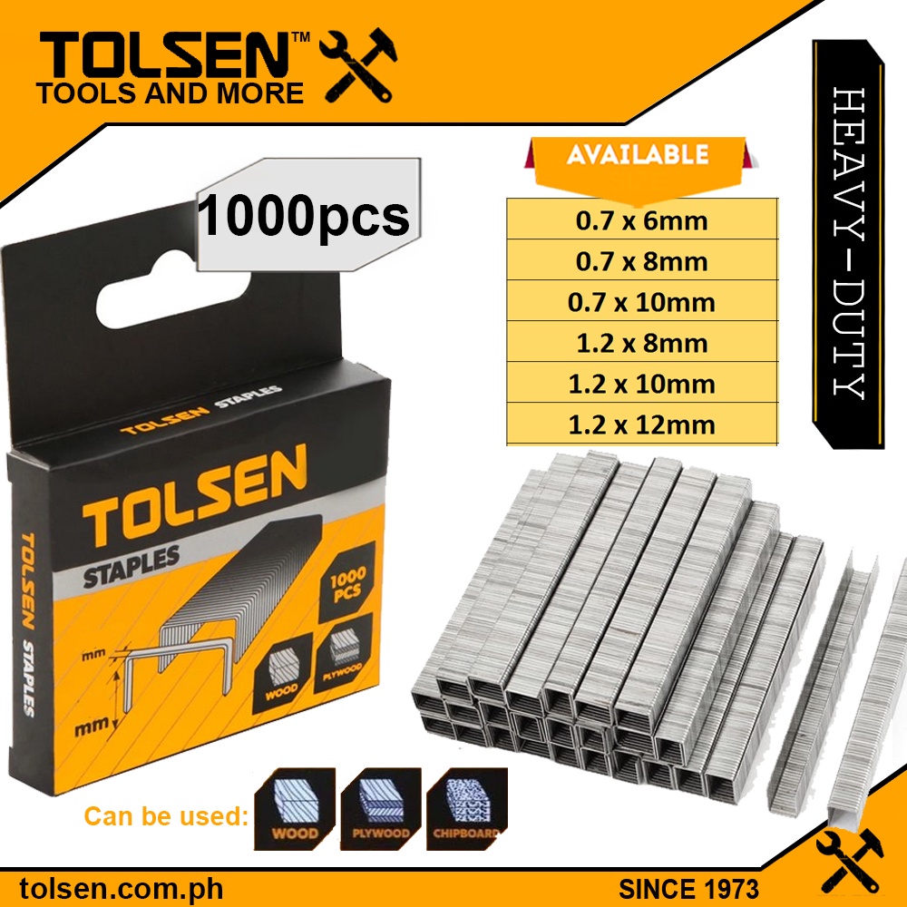 Tolsen 1000pcs Gun Tacker Staple Wire Refill (6mm - 12mm) | Shopee ...