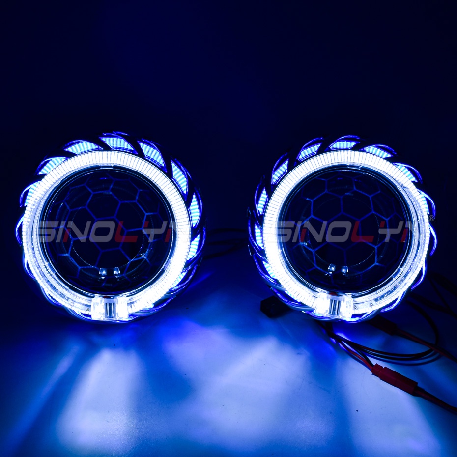 H4 H7 Headlight Bi-xenon Spiral Angel Eyes Honeycomb Soccer Etching ...