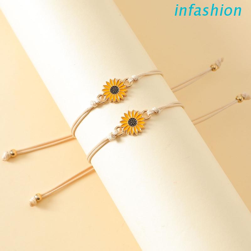 INF 2PCS Sunflower Bracelets Jewelry for Women Girls Flower Friendship ...