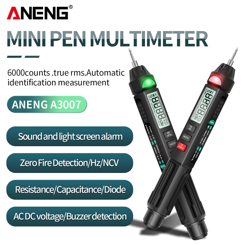 Aneng A3007 Mini Profesional Multimeter Pen 6000 Count With Non-Contact ...