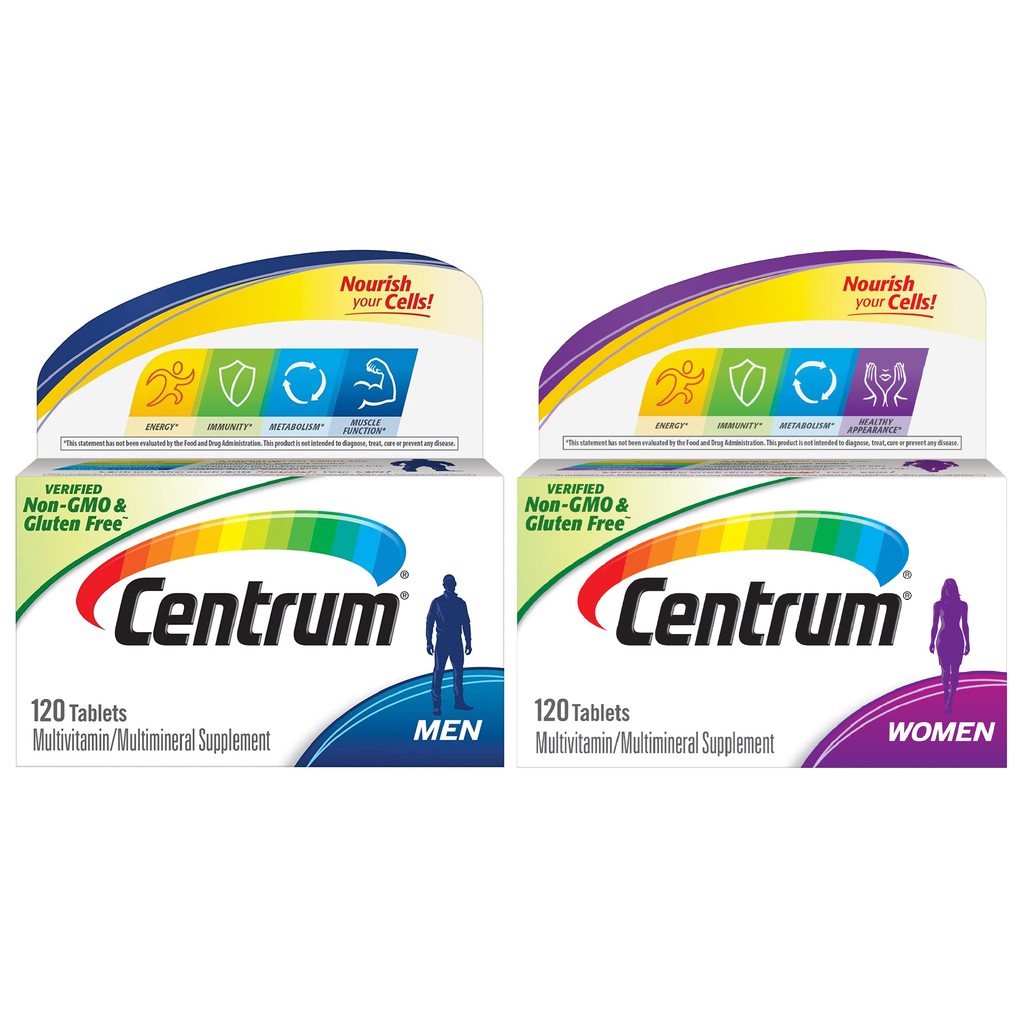 Centrum Men & Women Combo Pack, 2 bottles of 120 tablets each | Shopee ...
