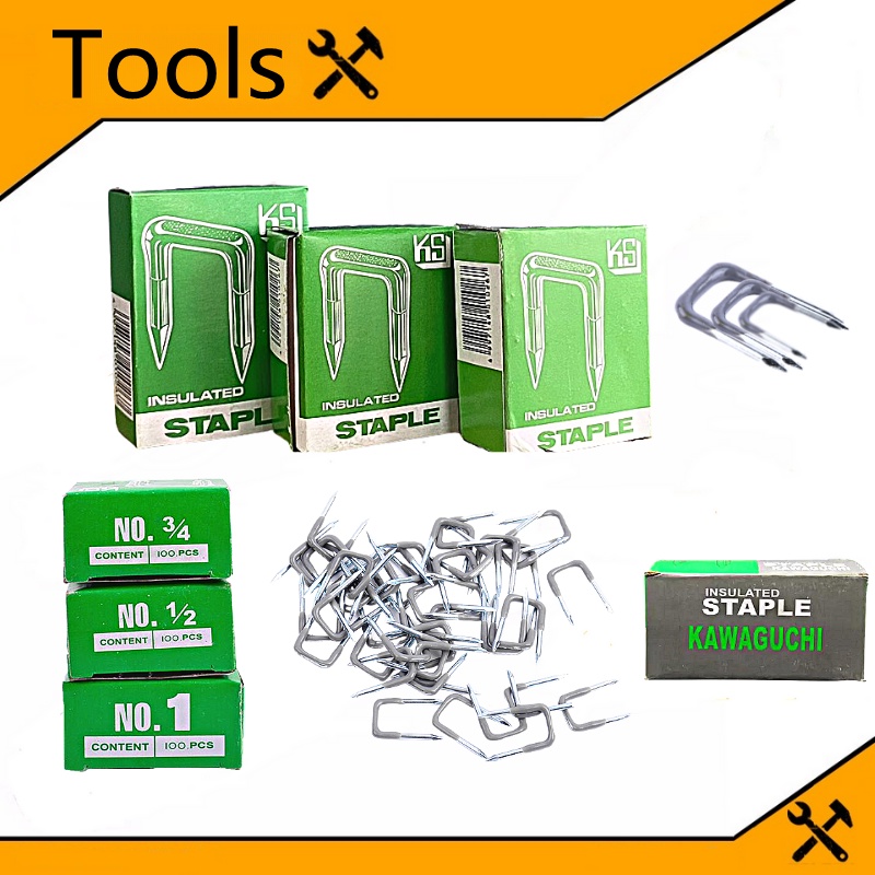 Kawaguchi Insulated Staple Wire U Nails 1/2 ,3/4 ,1 Small Box | Shopee ...