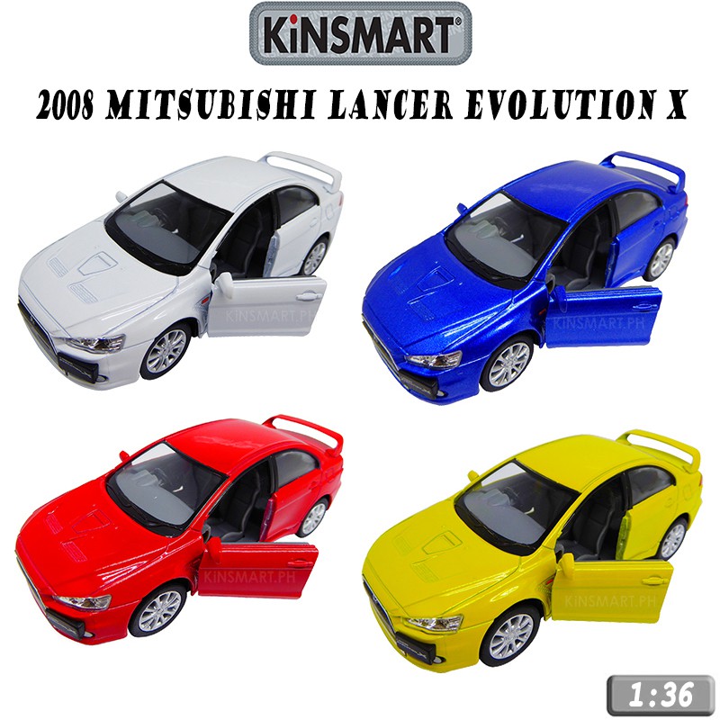 Kinsmart 1:36 2008 Mitsubishi Lancer Evolution X 11595 Diecast ...