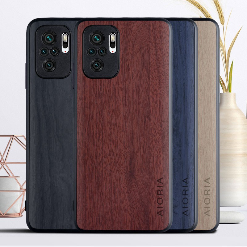 Xiaomi Redmi Note 10S 10 case wooden pattern skin TPU+ PC covers 3in1 ...
