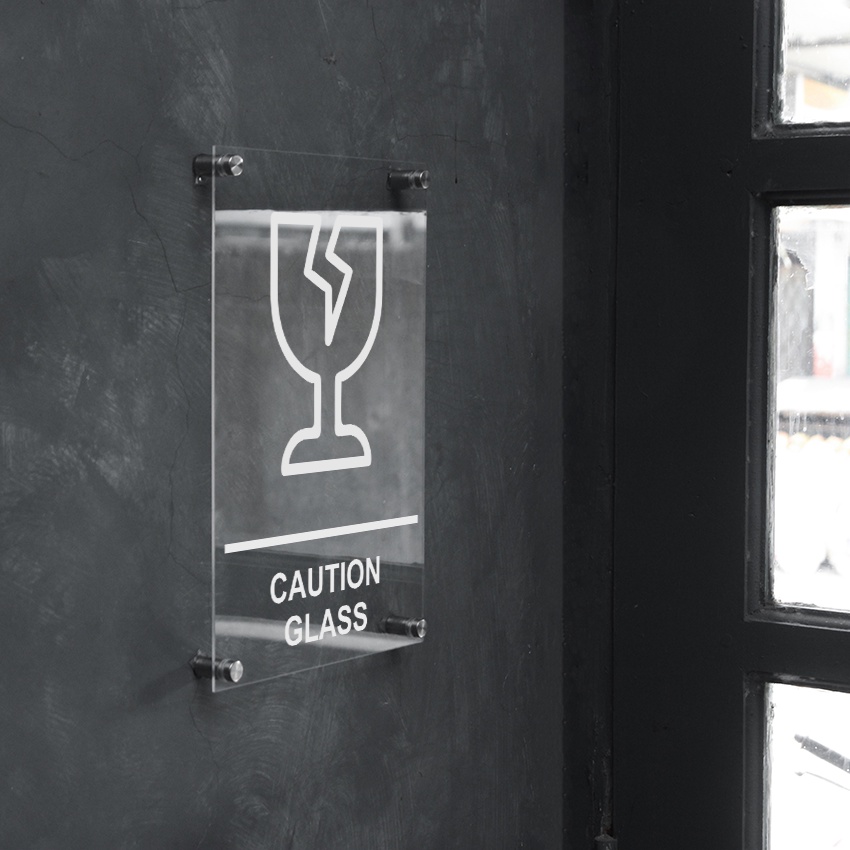 Caution Glass Logo Sign - Clear Acrylic 20x30 cm | Shopee Philippines