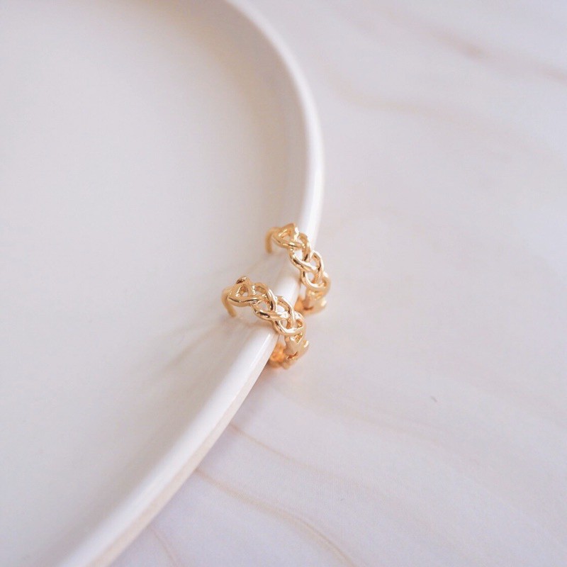 Live selling Stud Loop Hoop Earrings Ear Cuffs Gold-plated Stainless Steel | Shopee Philippines