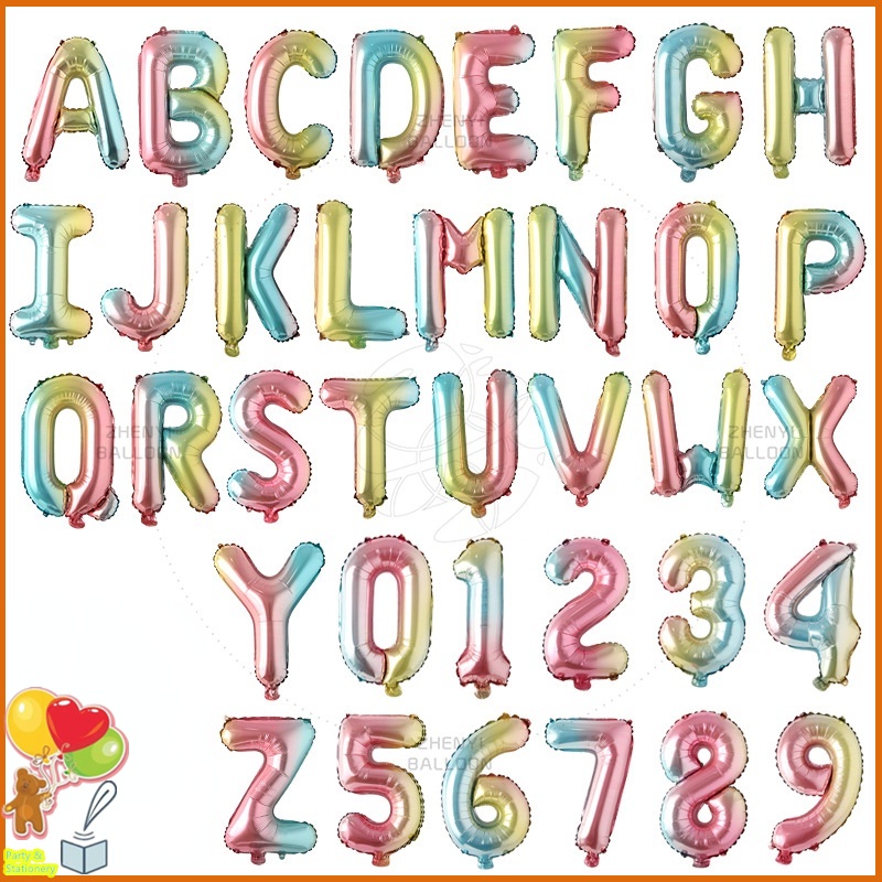 16inch Number Letter Alphabet Foil Balloons Gradual Change Giant Number ...