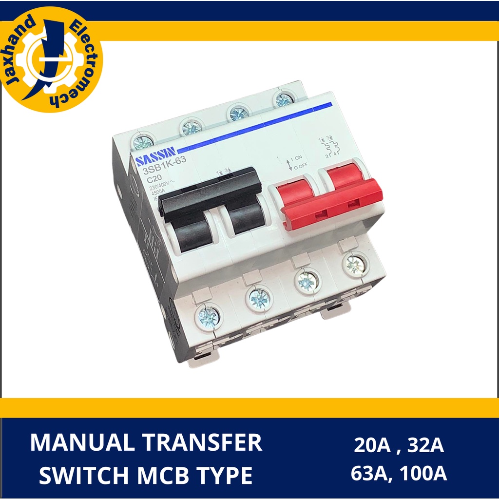 Manual Transfer Switch 20A - 100A 2-Poles, MCB Type Sassin | Shopee ...