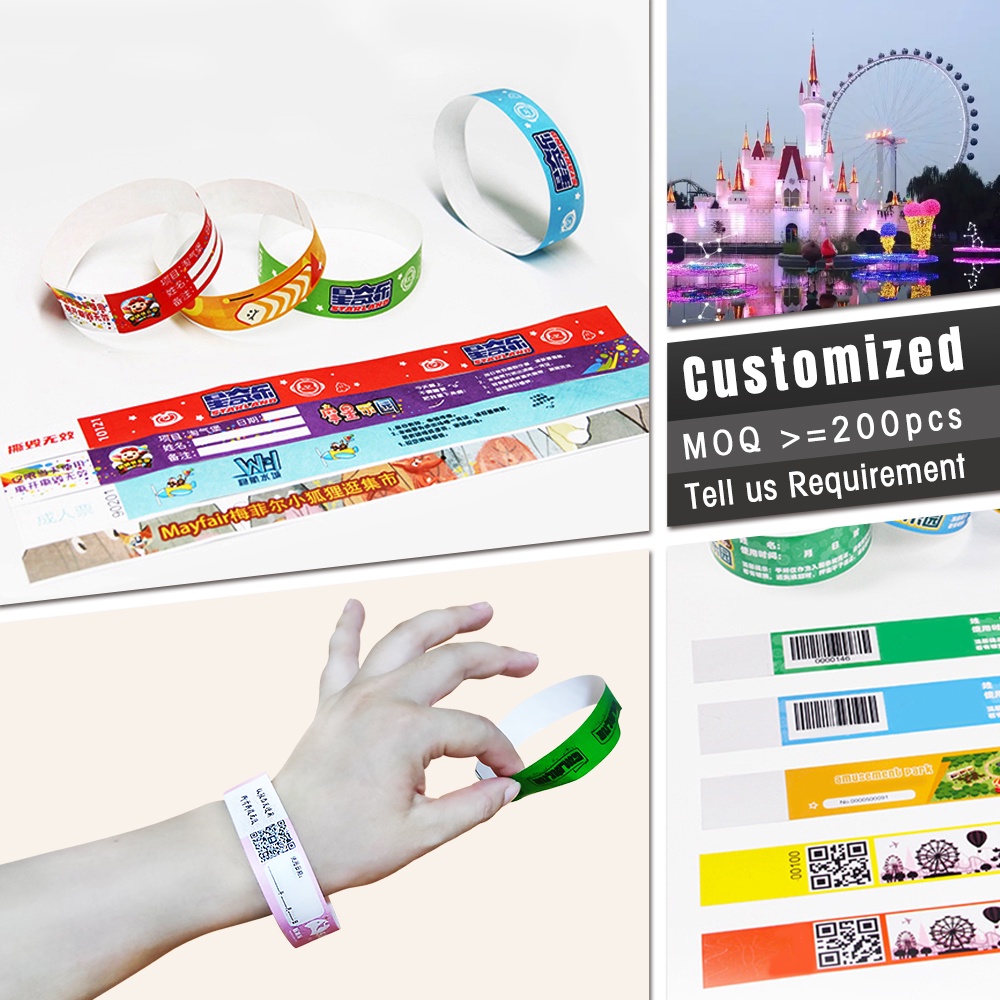customized disposable tyvek sticker wrist band waterproof wristband ...
