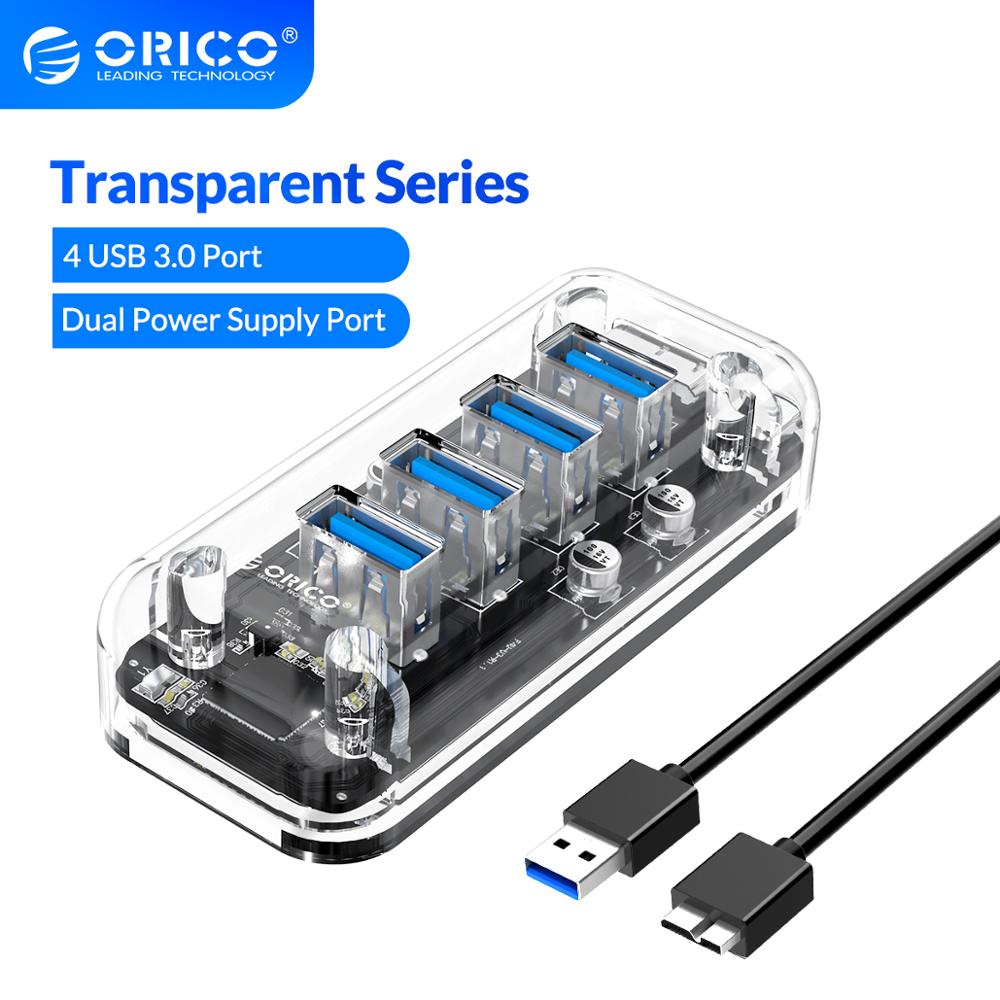ORICO Transparent Series USB HUB 7 4 Port USB 3.0 Splitter with Dual ...