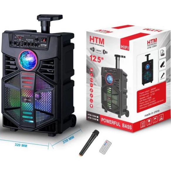 HTM-1238 12 inch Karaoke Wireless speaker Trolley speaker with Free MIC ...