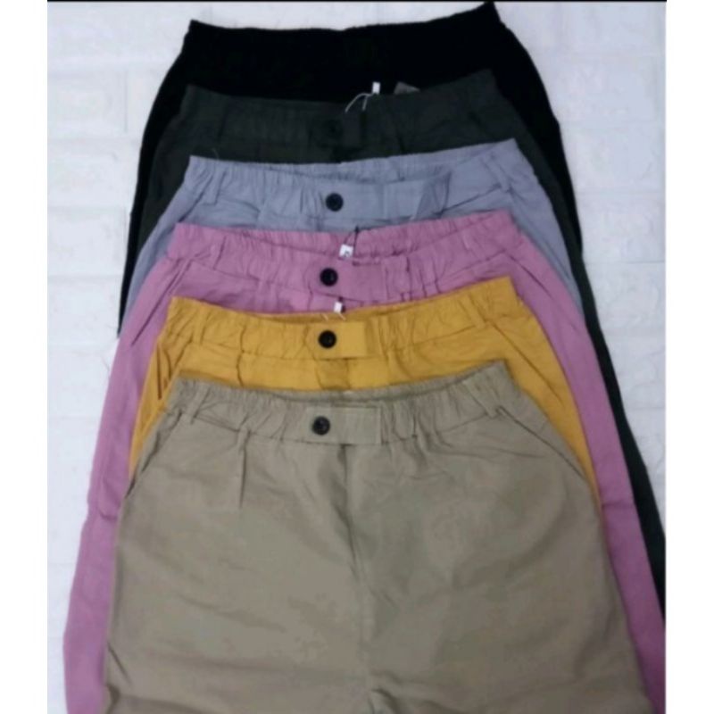 candy pants with button for women stretchable plain pants | Shopee ...