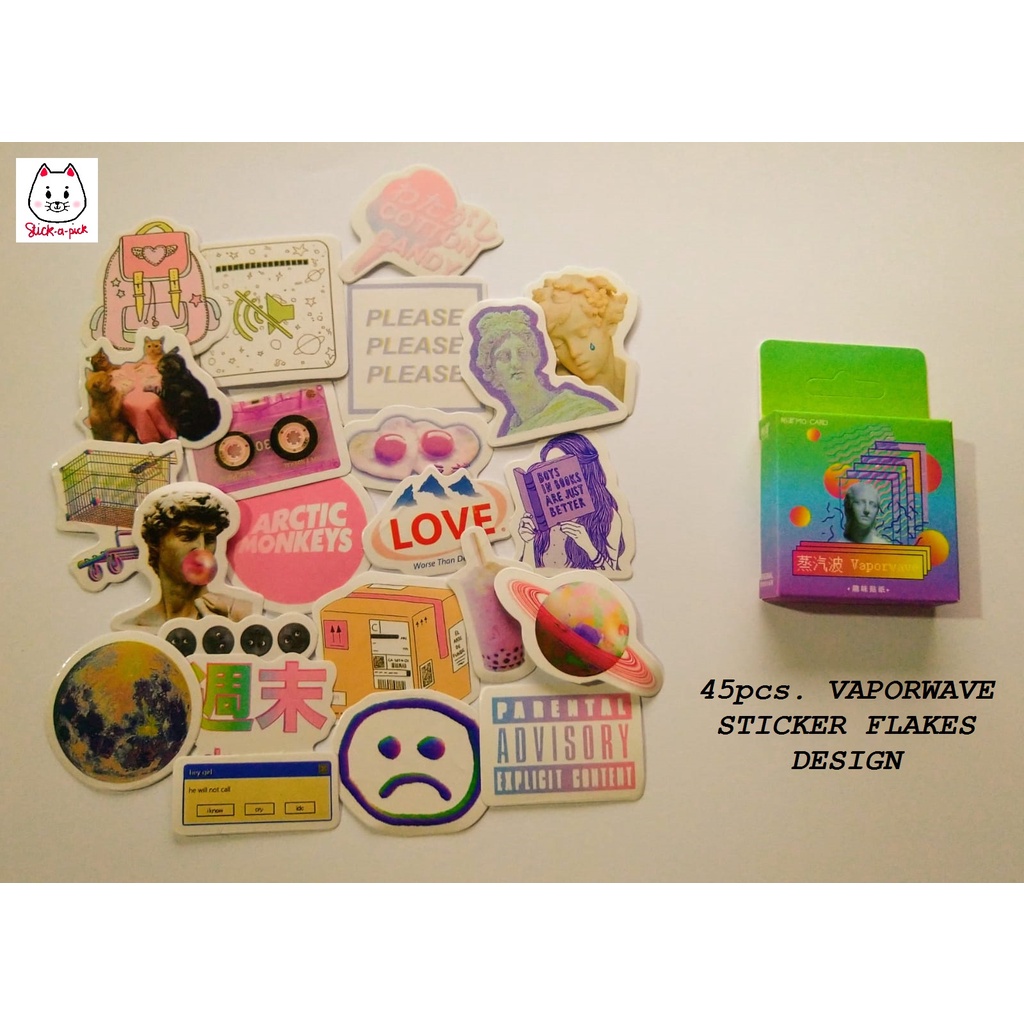 45pcs. VAPORWAVE VINTAGE STICKER FLAKES DESIGN | Shopee Philippines
