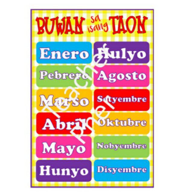 Laminated Months of the Year Chart A4 Bond paper size for kids(teacher ...