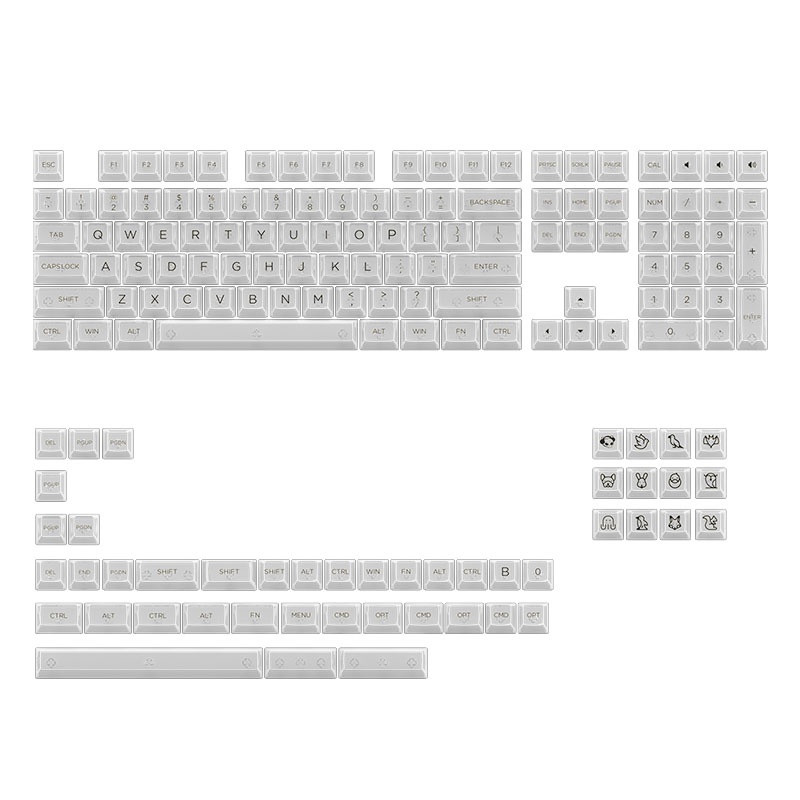 Akko ASA Clear Transparent Backlit Keycap V2 Set, PC Keyset for ANSI 61 ...
