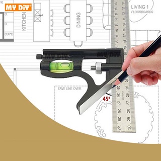 Arrow Stainless Steel Combination Square Ruler Level Gauge Angle Metric ...
