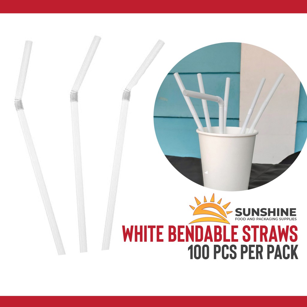 100pcs White Bendable Straw not individually wrapped | Shopee Philippines