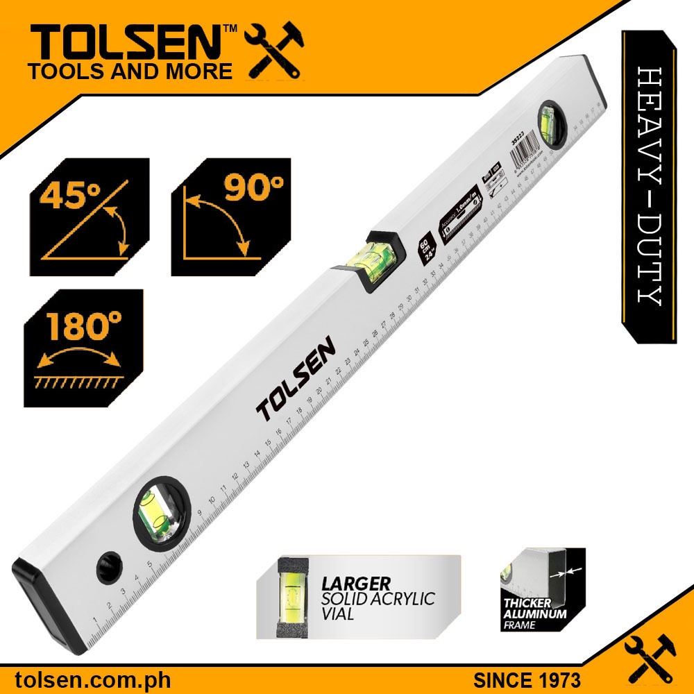 Tolsen Spirit Leveler w/ Scale Reading (40cm,16") Aluminium Frame 35221 ...