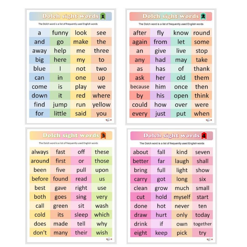 DOLCH SIGHT WORD 4 in 1 *4 pcs l | Shopee Philippines