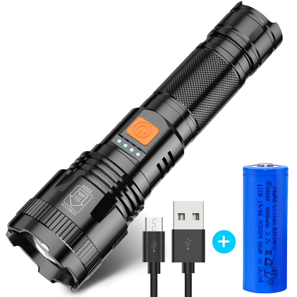 Professional XHP90 LED Flashlight,5000 Lumens Tactical Zoomable Torch ...