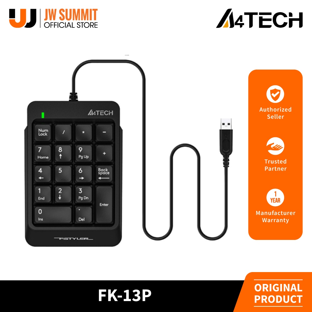 A4tech FK-13P Sleek Round-Square Keycaps, Wired USB Numeric Keypad | Shopee Philippines