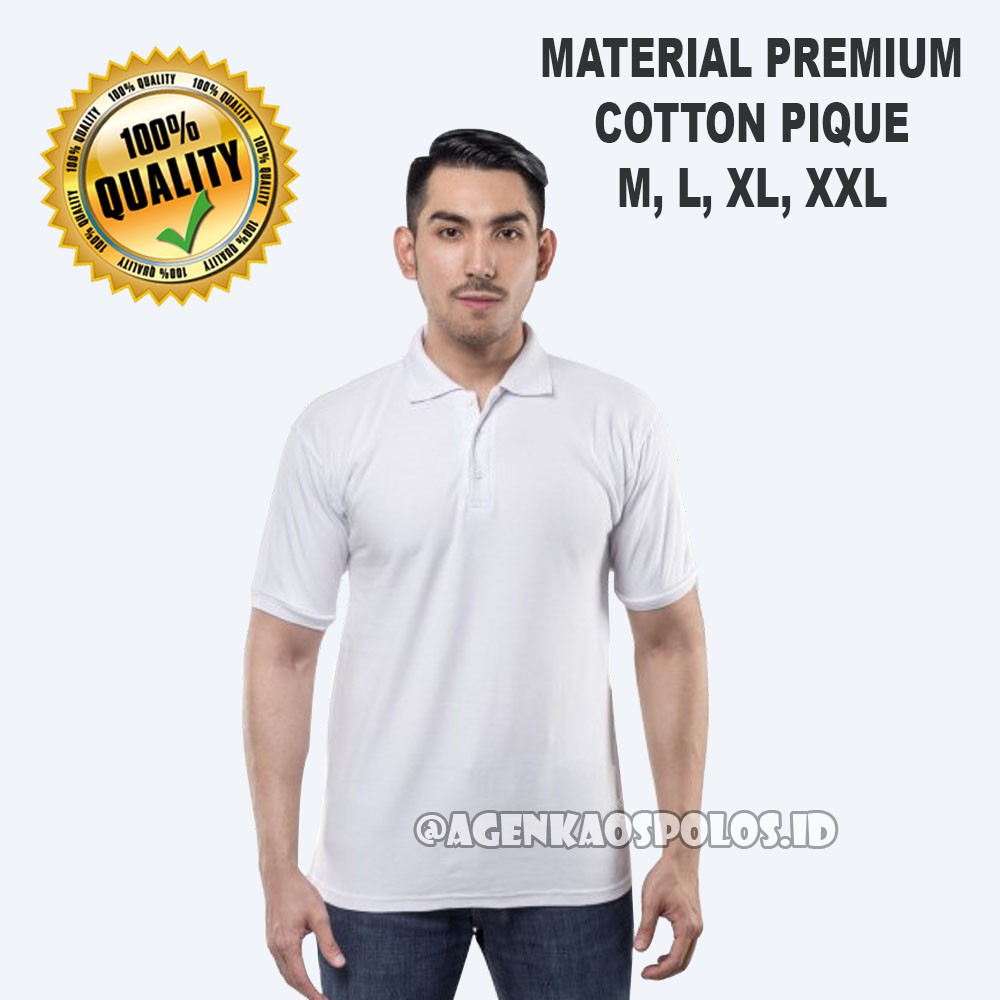 PREMIUM White Polo Shirt / Cotton Pique Collar T-Shirt for Men and ...